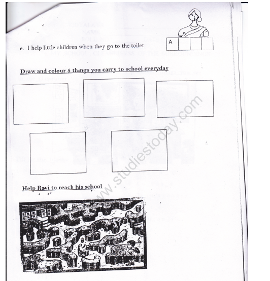 CBSE Class 1 EVS My School Worksheet